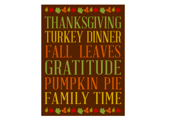 Thanksgiving Subway Art Printable - Bombshell Bling