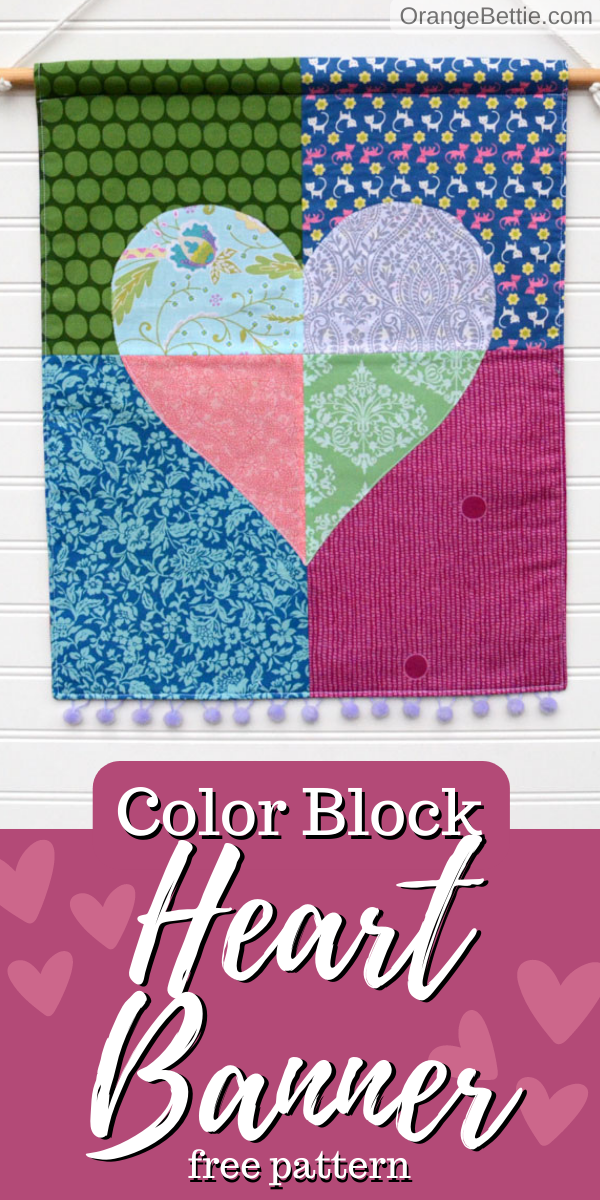 Color Block Heart Banner - Free Sewing Pattern - Valentine's Day